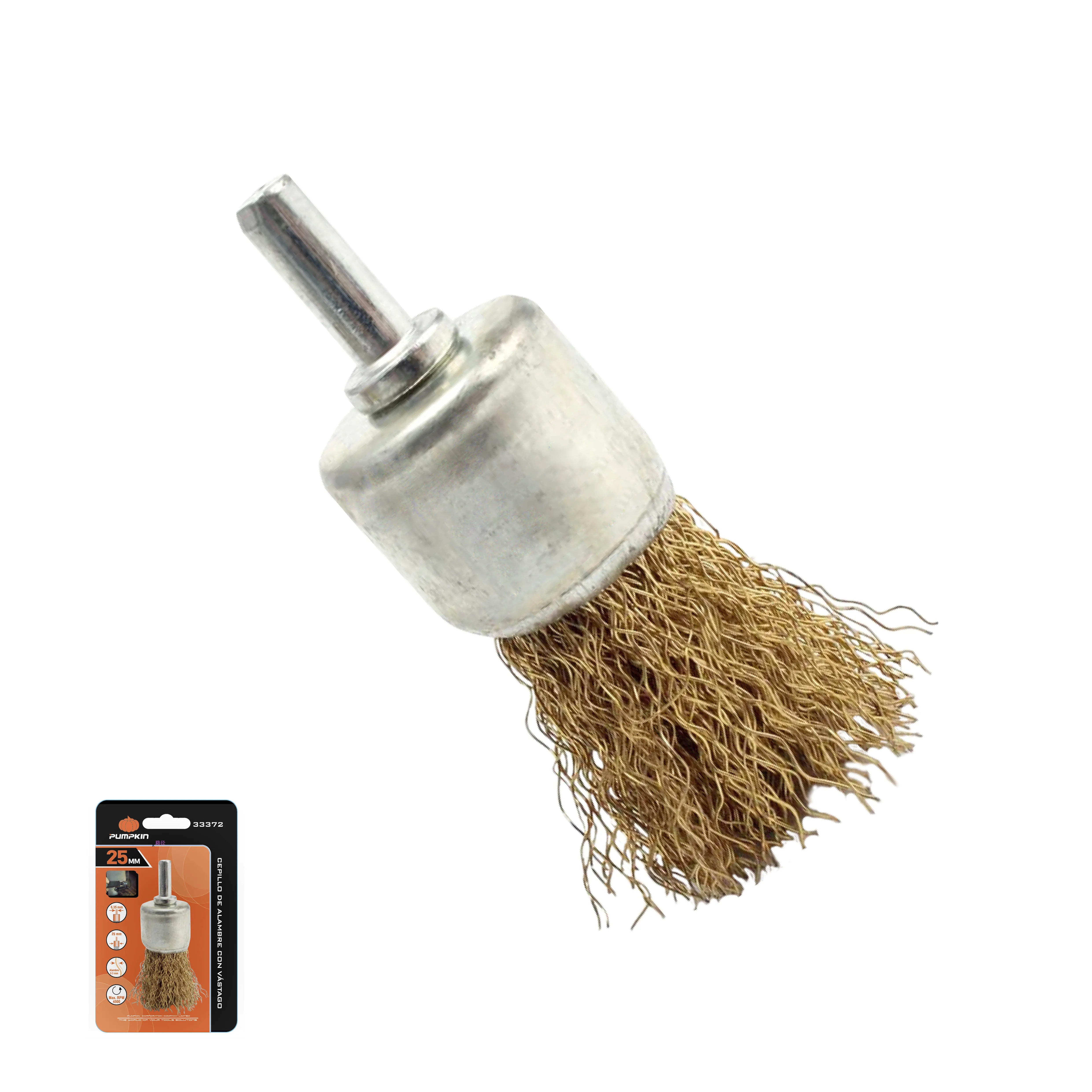 PUMPKIN TOOLS 1/4" END WIRE BRUSH WITH SHANK 25mm MTC33372 – Flamingo-Tools